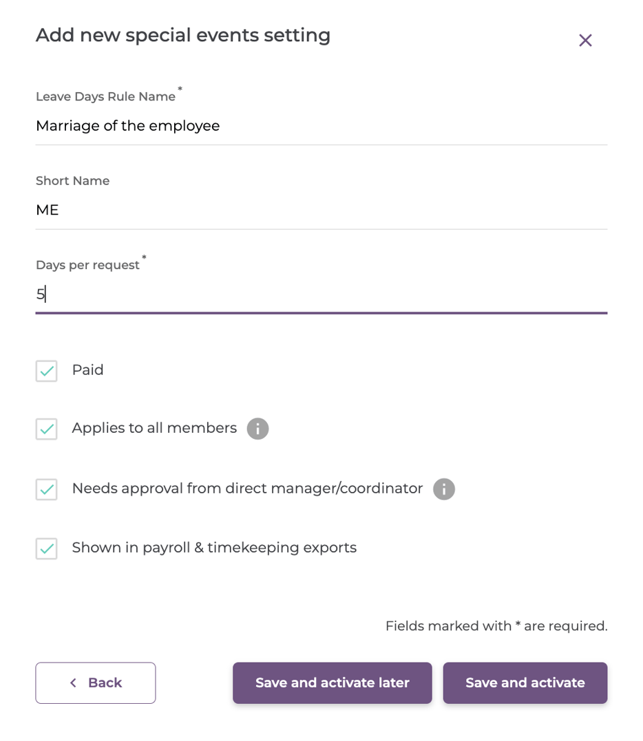 How to define the leave rules