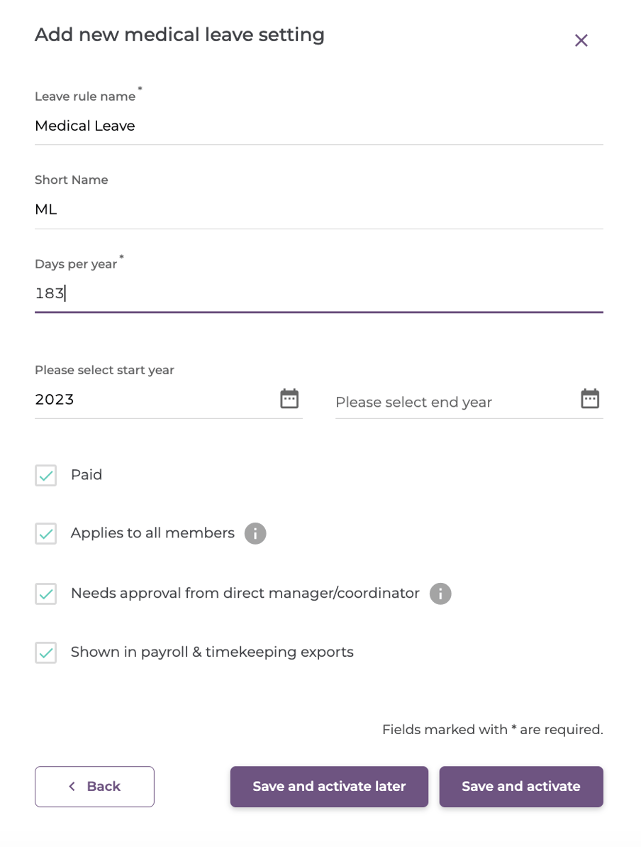 How to define the leave rules