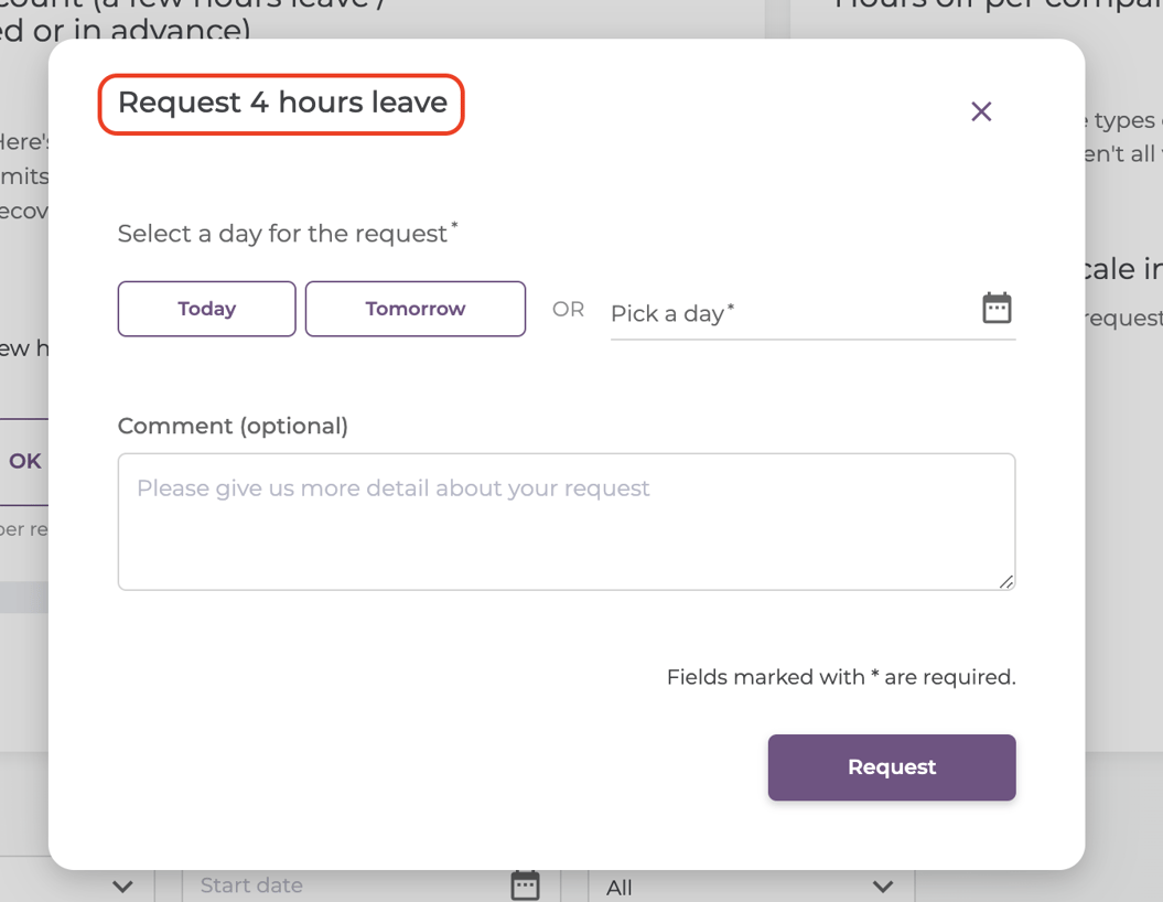 How to add a flexi time request